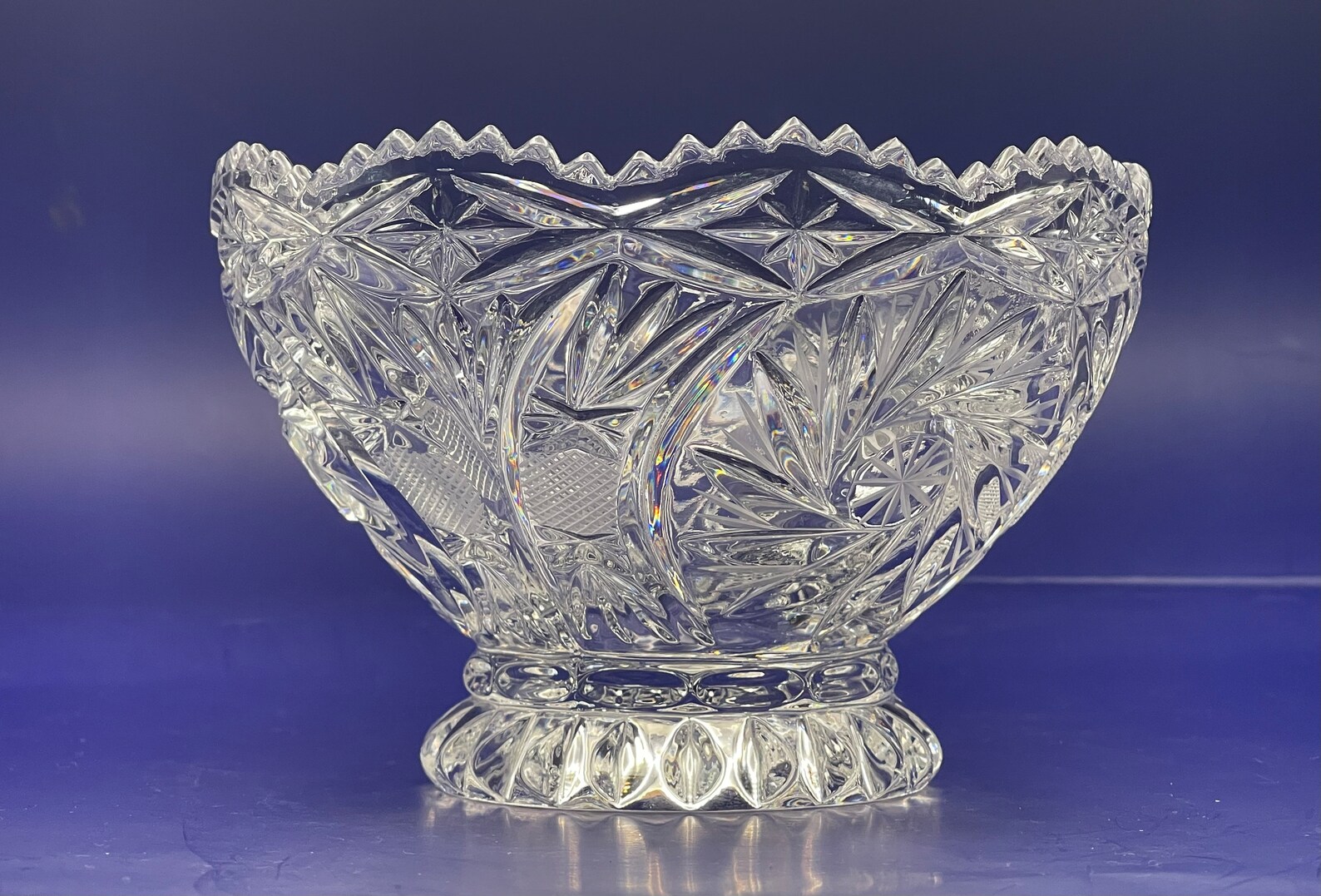 Footed Pinwheel Star Pattern Lead Crystal Bowl - Etsy