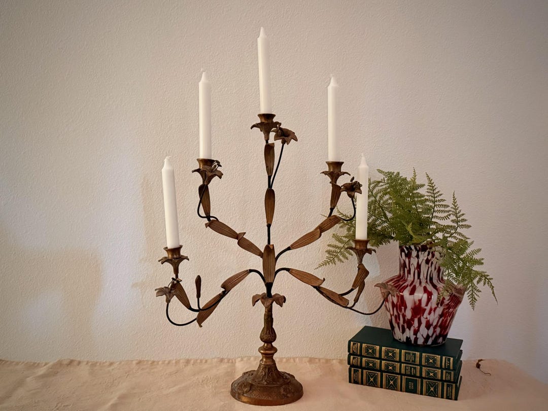 Vintage Unique French Style Heavy Brass and Metal Candelabra With ...