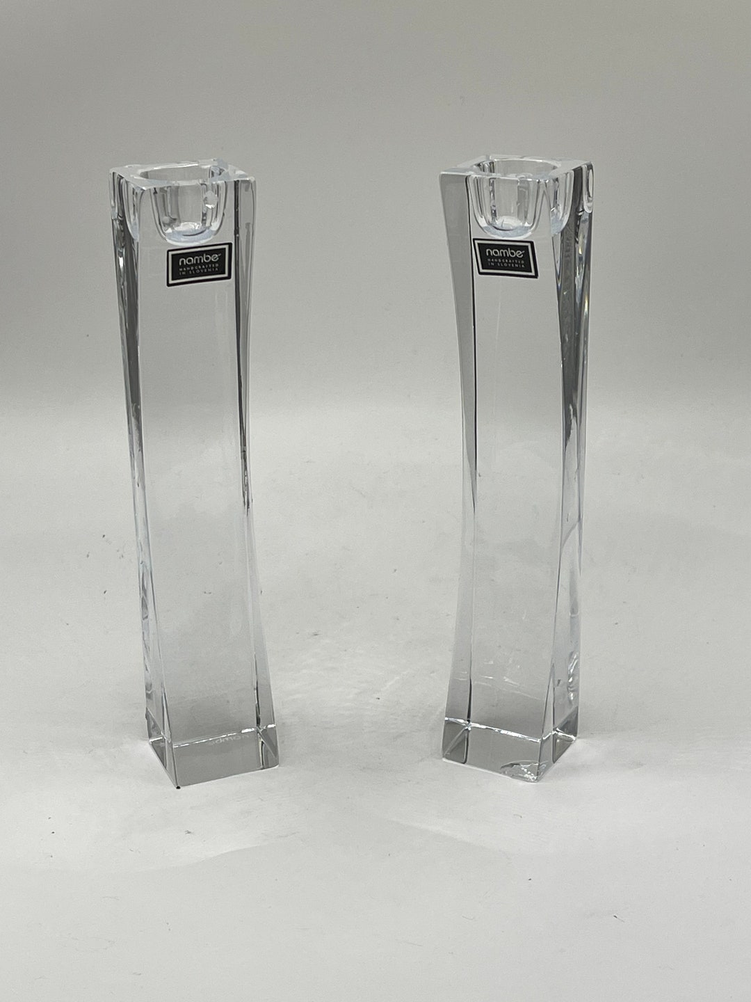 Pair of Nambe Crystal Candlesticks Handcrafted in Slovenia - Etsy