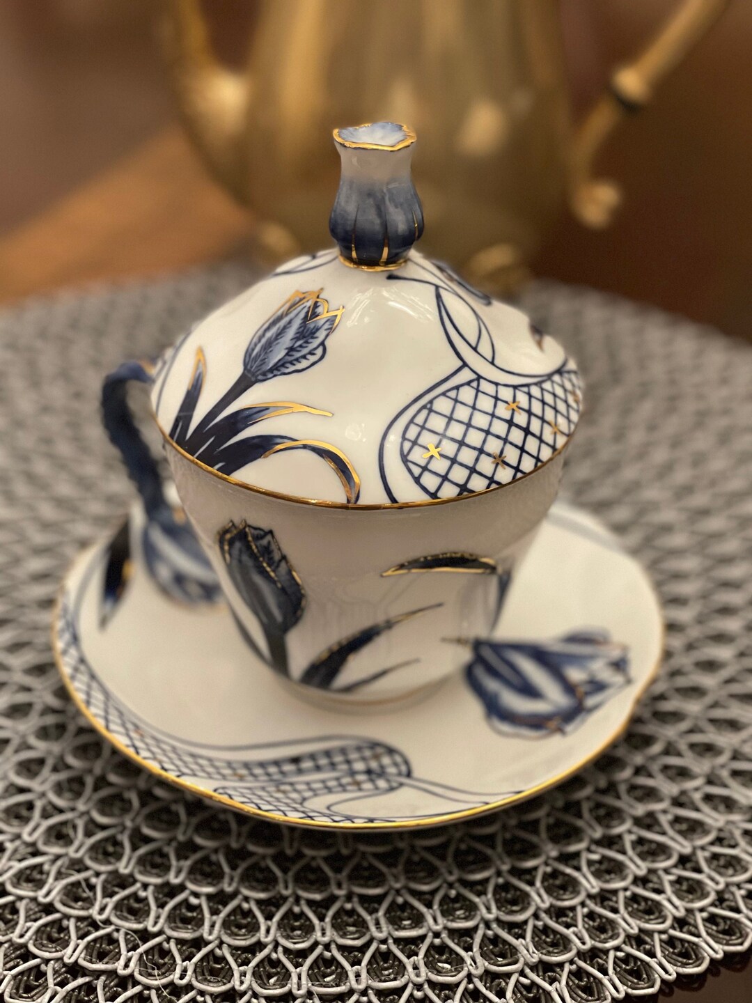 Vintage Bombay Company Lidded Teacup and Saucer Set - Etsy