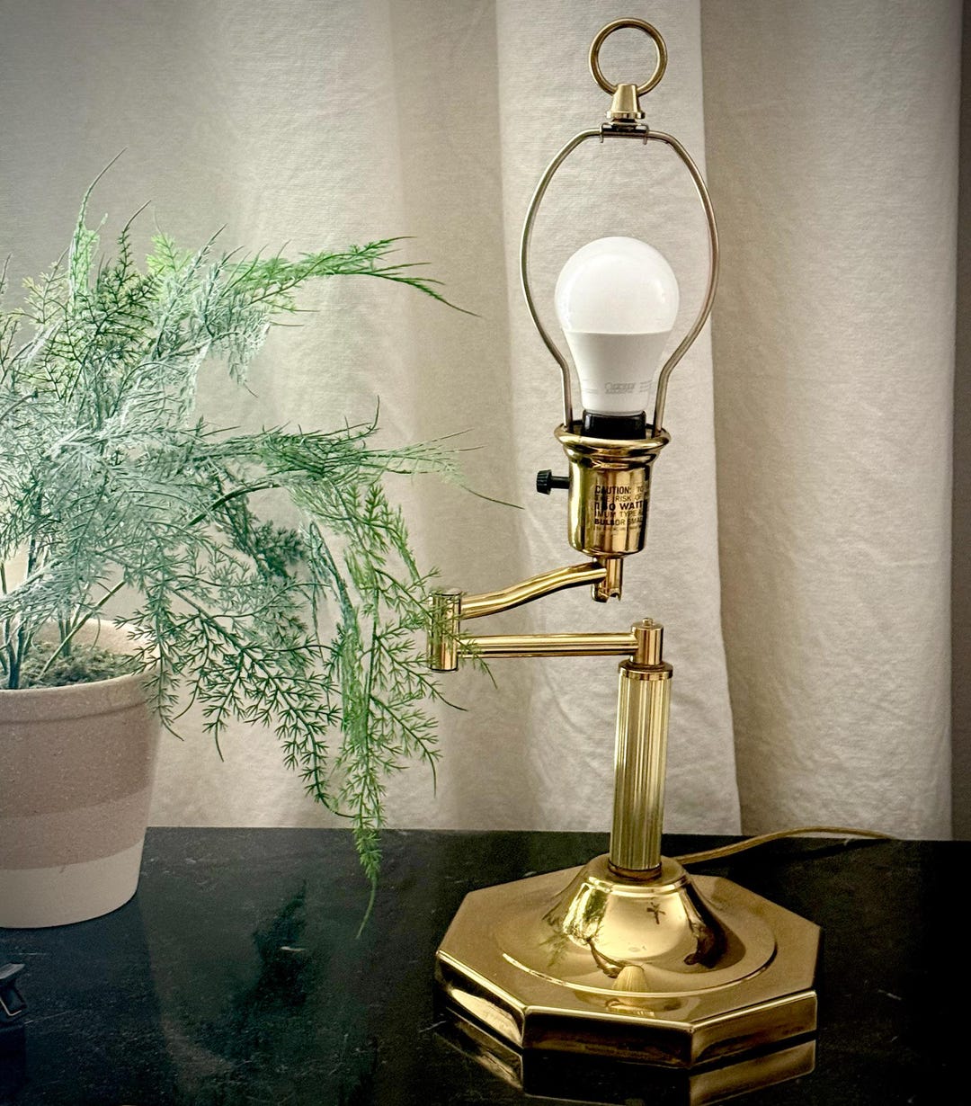 Vintage Brass Adjustable Arm Lamp ~ Desk Lamp, Nightstand Lamp ...