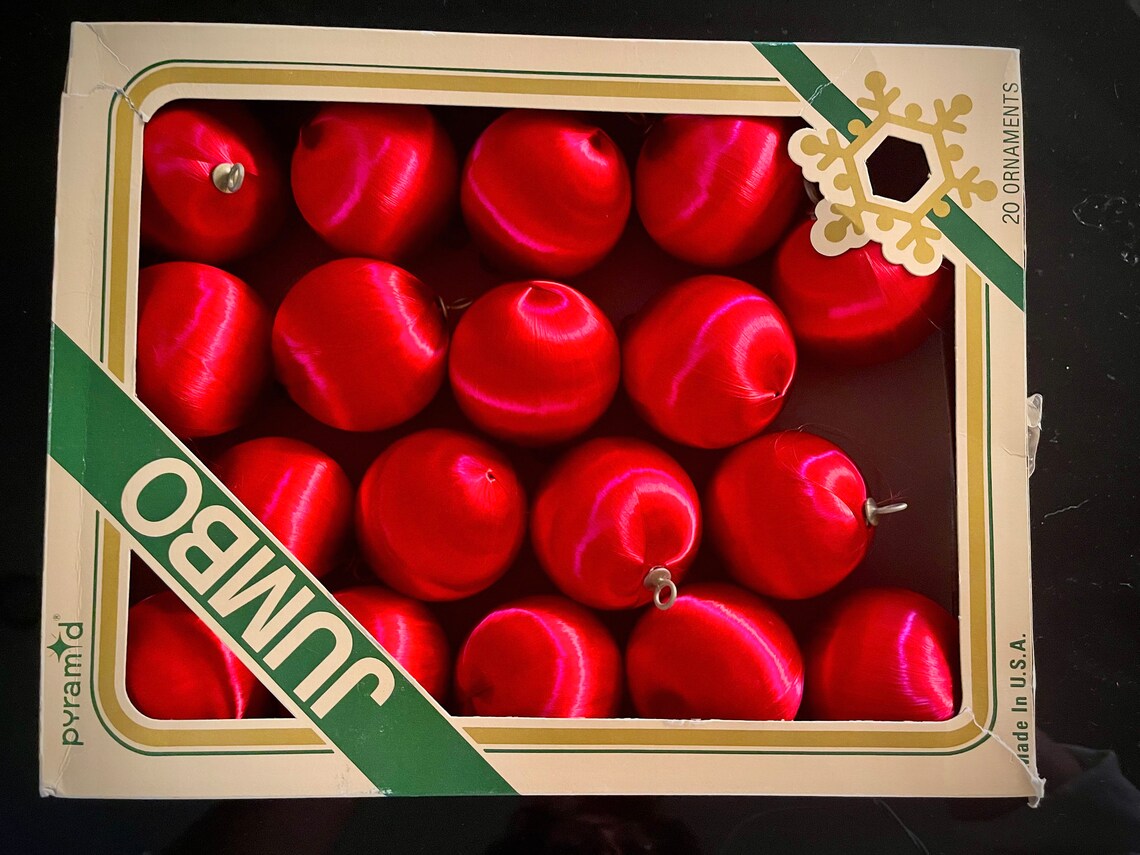 Vintage 18 Red Pyramid Sateen Sheen Christmas Ornaments - Etsy