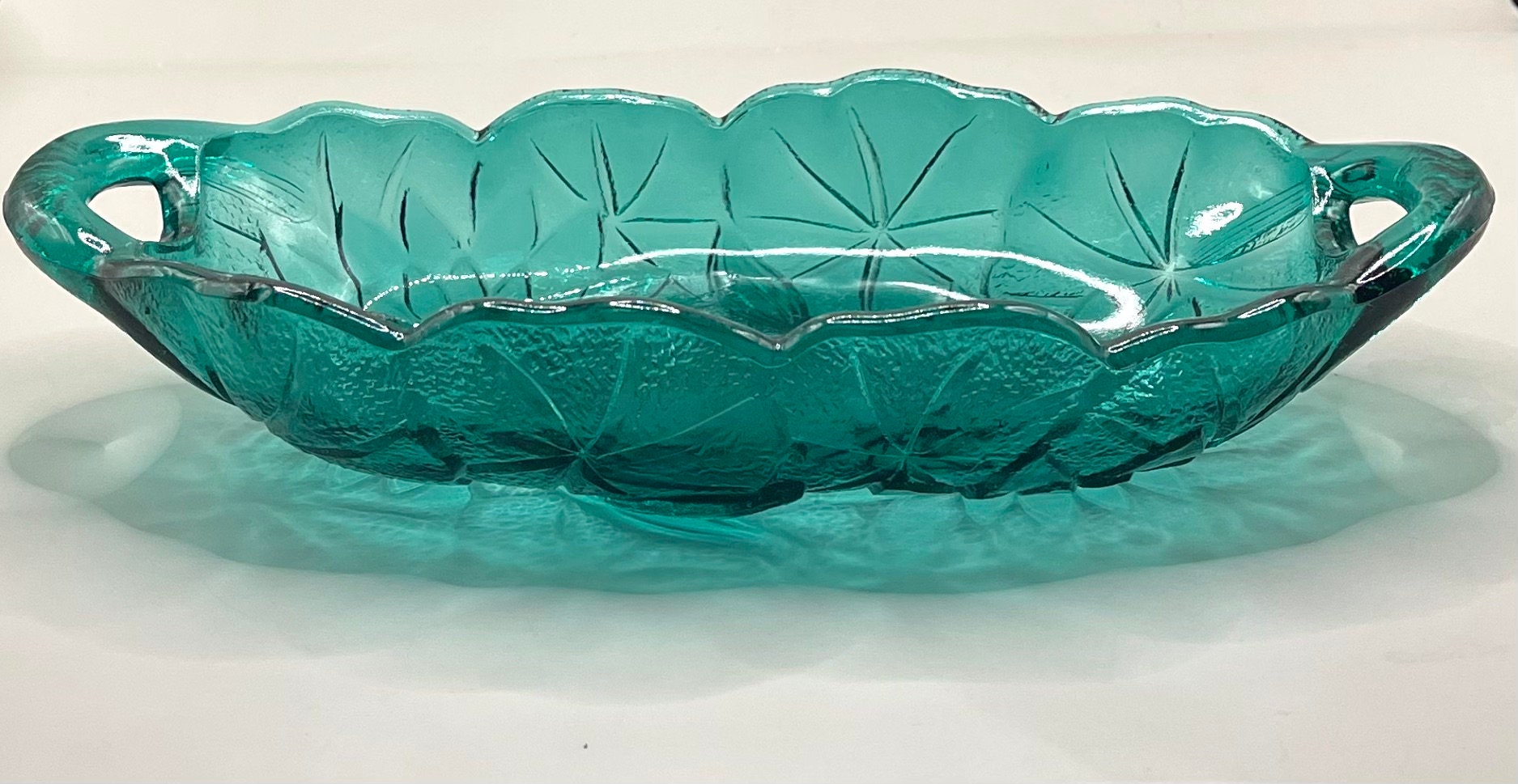 Stunning Blue Glass Candy Dish Serving Tray Teal Blue Aqua Blue Glass ...