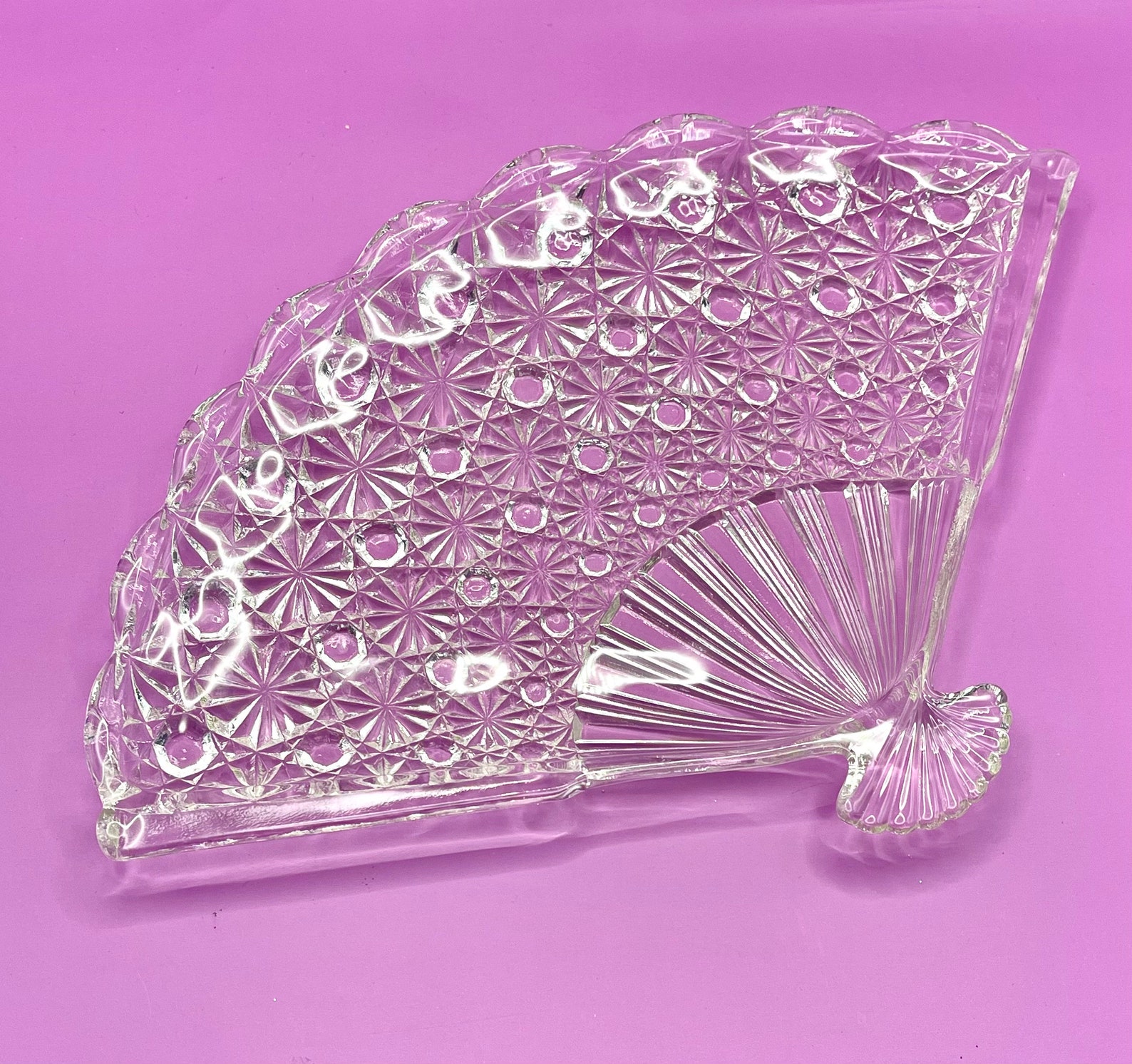 Fenton Fan Shaped Serving Plate Starburst Daisy Bubble Motif - Etsy