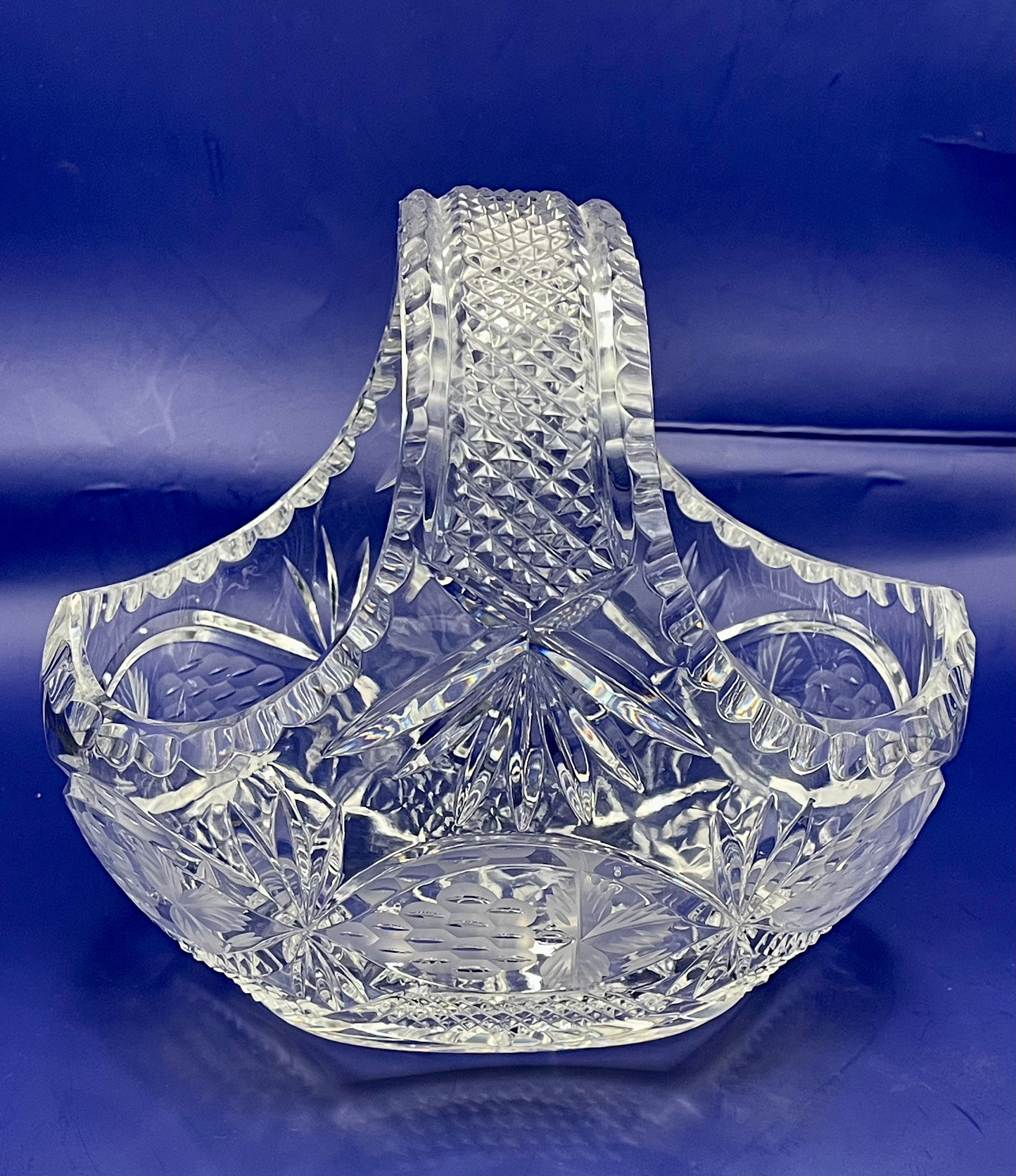 Vintage Heavy Cut Crystal Basket Large Deep Cut Crystal Fruit Basket - Etsy