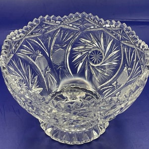 Footed Pinwheel Star Pattern Lead Crystal Bowl - Etsy
