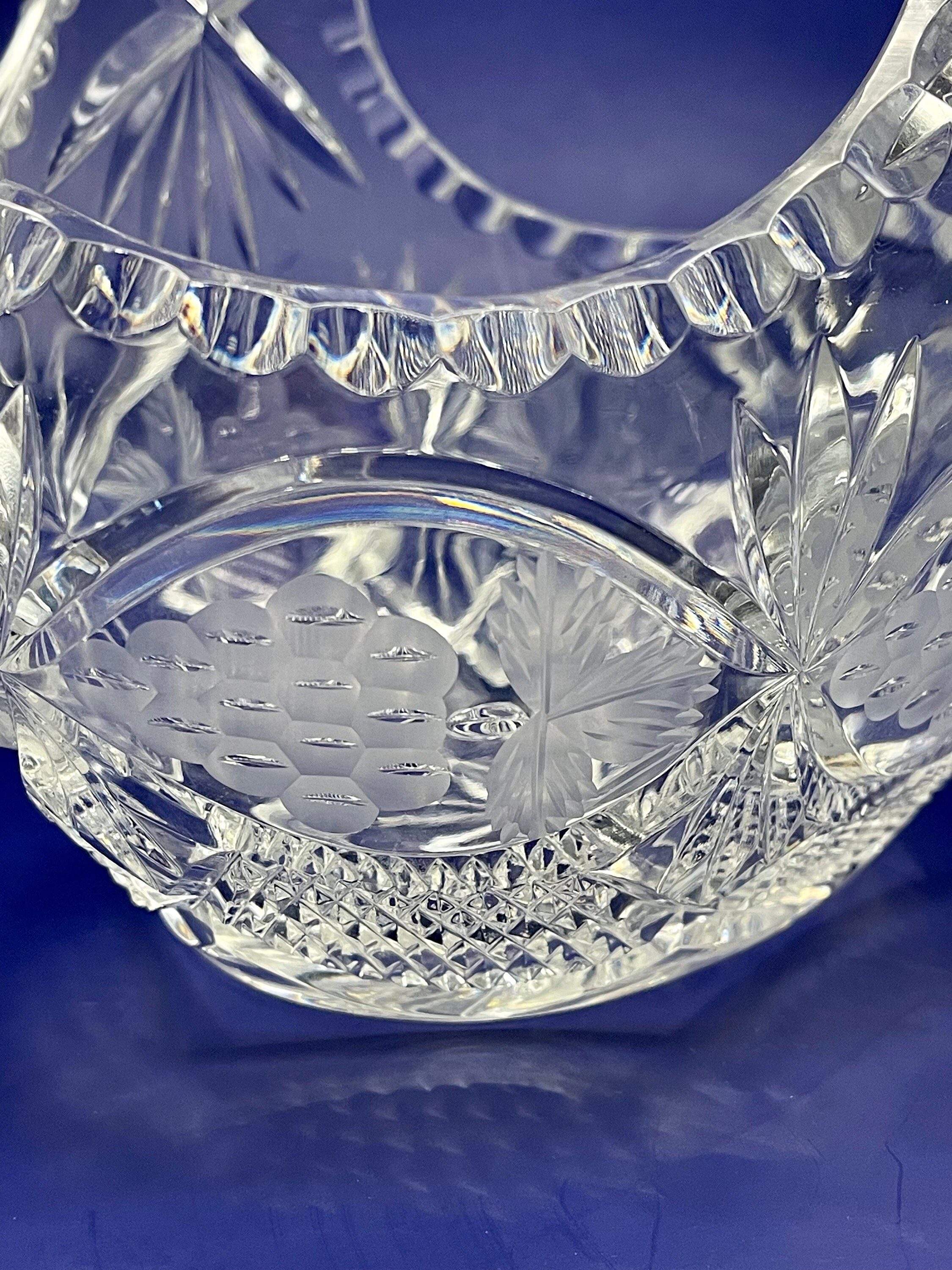 Vintage Heavy Cut Crystal Basket Large Deep Cut Crystal Fruit Basket - Etsy