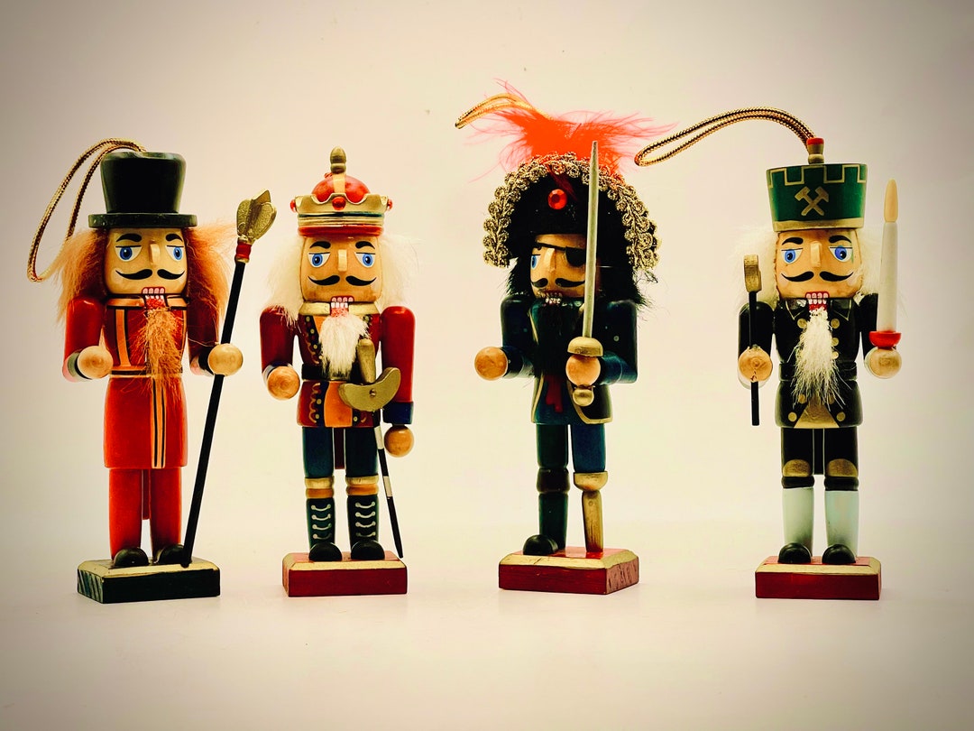 A Set of 4 Hand Crafted and Hand Painted Wooden Nutcracker Ornaments - Etsy