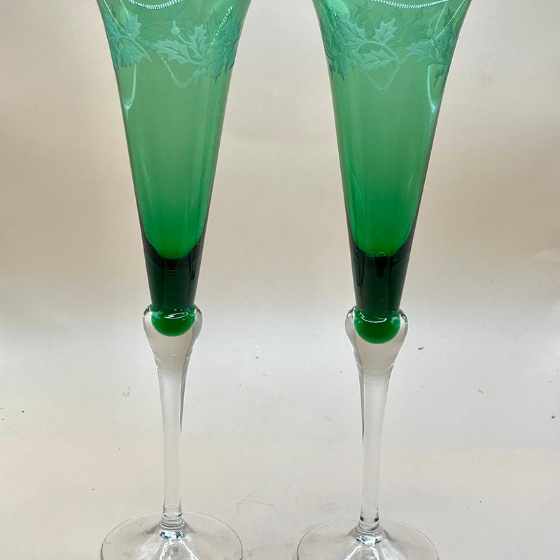 Emerald Green Champagne Flutes - Etsy