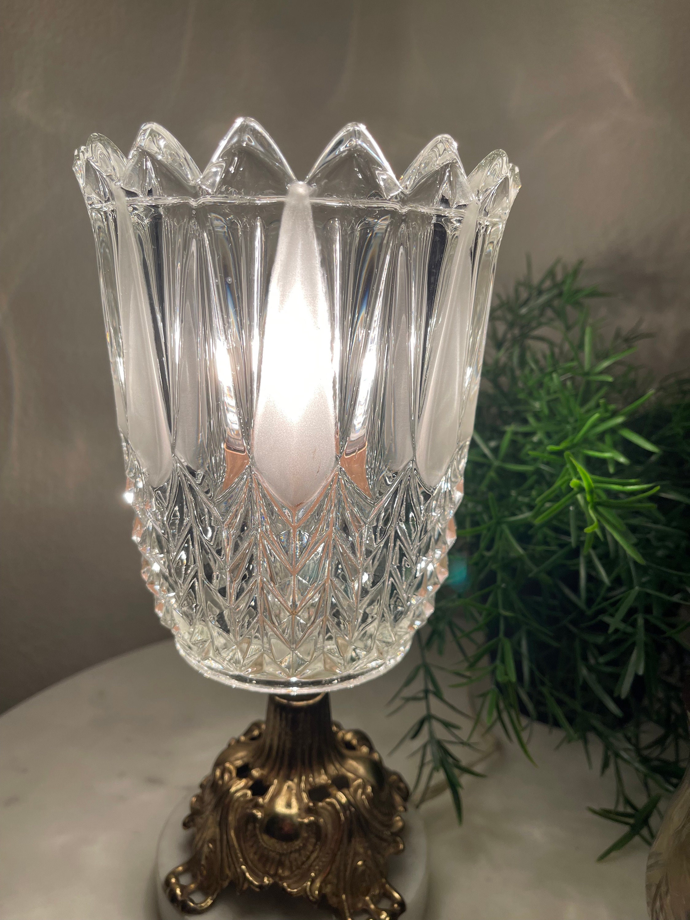 Rare Vintage Victorian Glass Uplight Lamp Crystal and - Etsy
