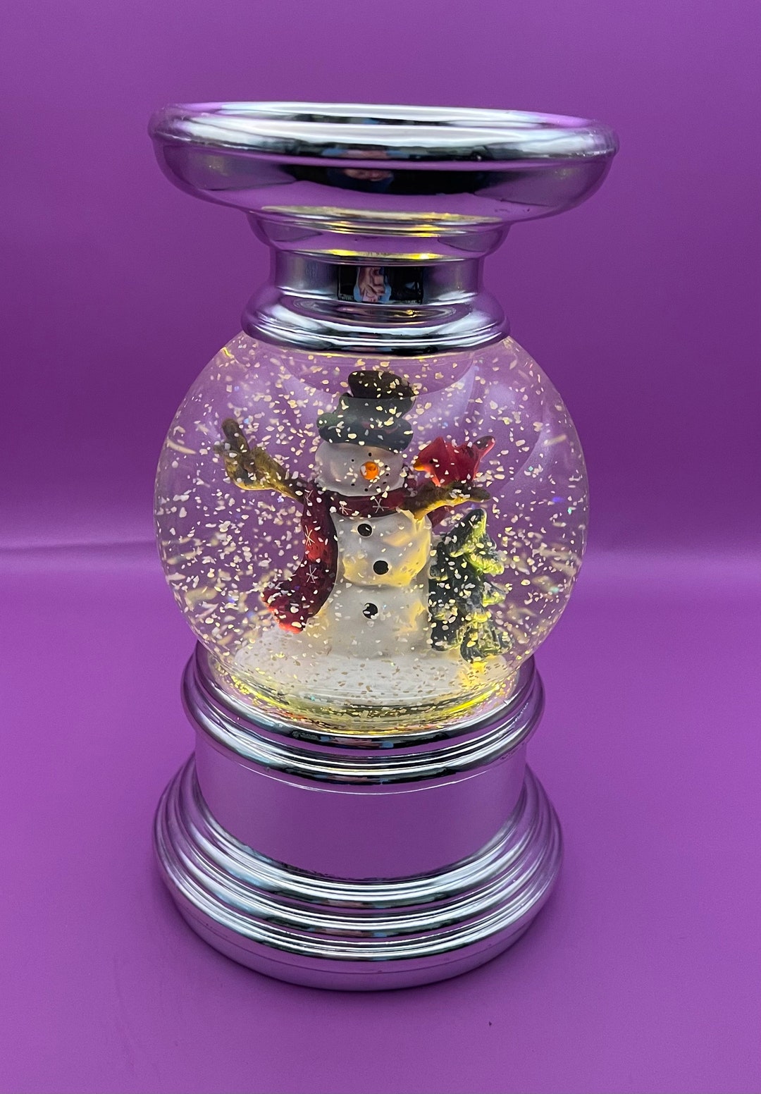 Lighted Snow Globe and Candle Holder Christmas Decor Festive Holiday Haute Decor Snowburst - Etsy