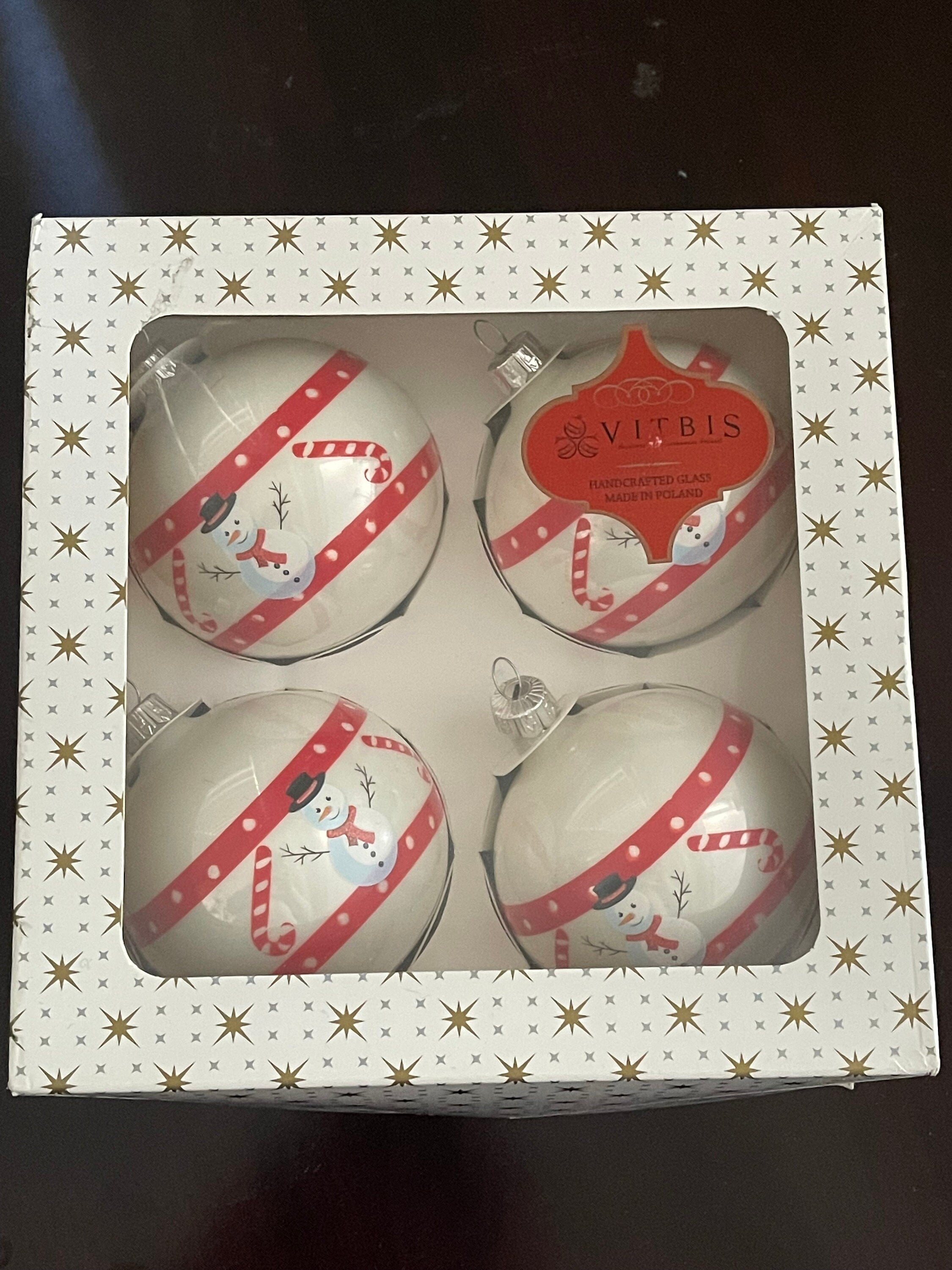 Vintage Vitbis Poland Glass Christmas Ornaments: Snowman & Candy Cane ...