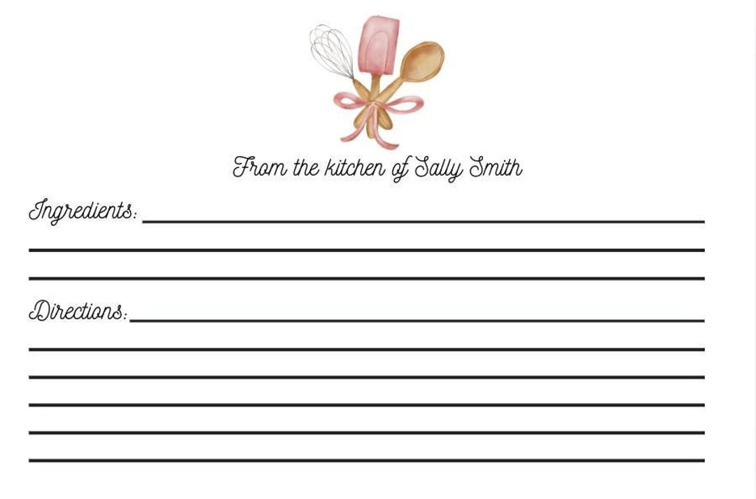 Pretty in Pink Recipe Card. Editable Download! 6x4 Inches - Etsy