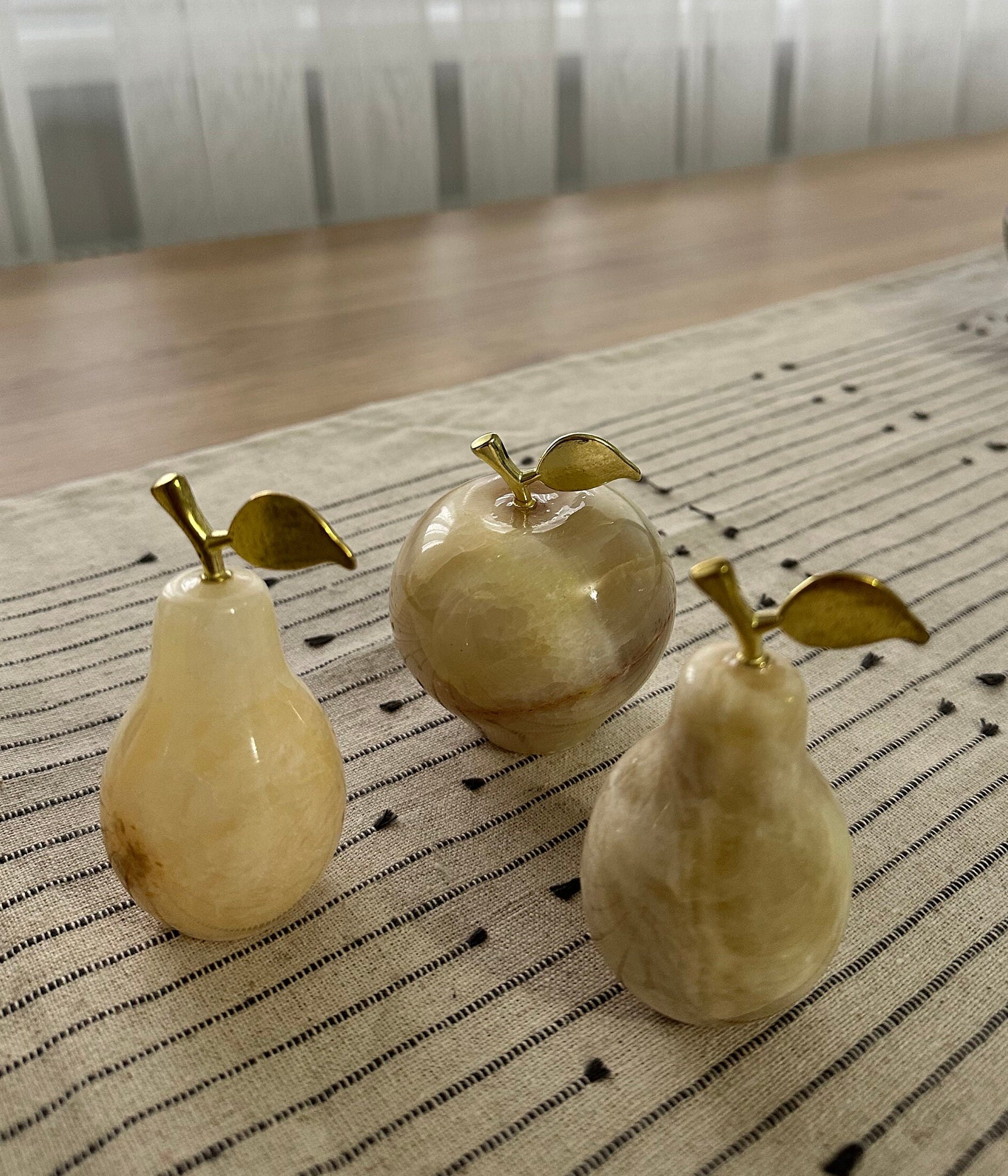 Onyx Marble Pear & Apple Set Decorative Marble Fruit Statues 3 Pcs - Etsy