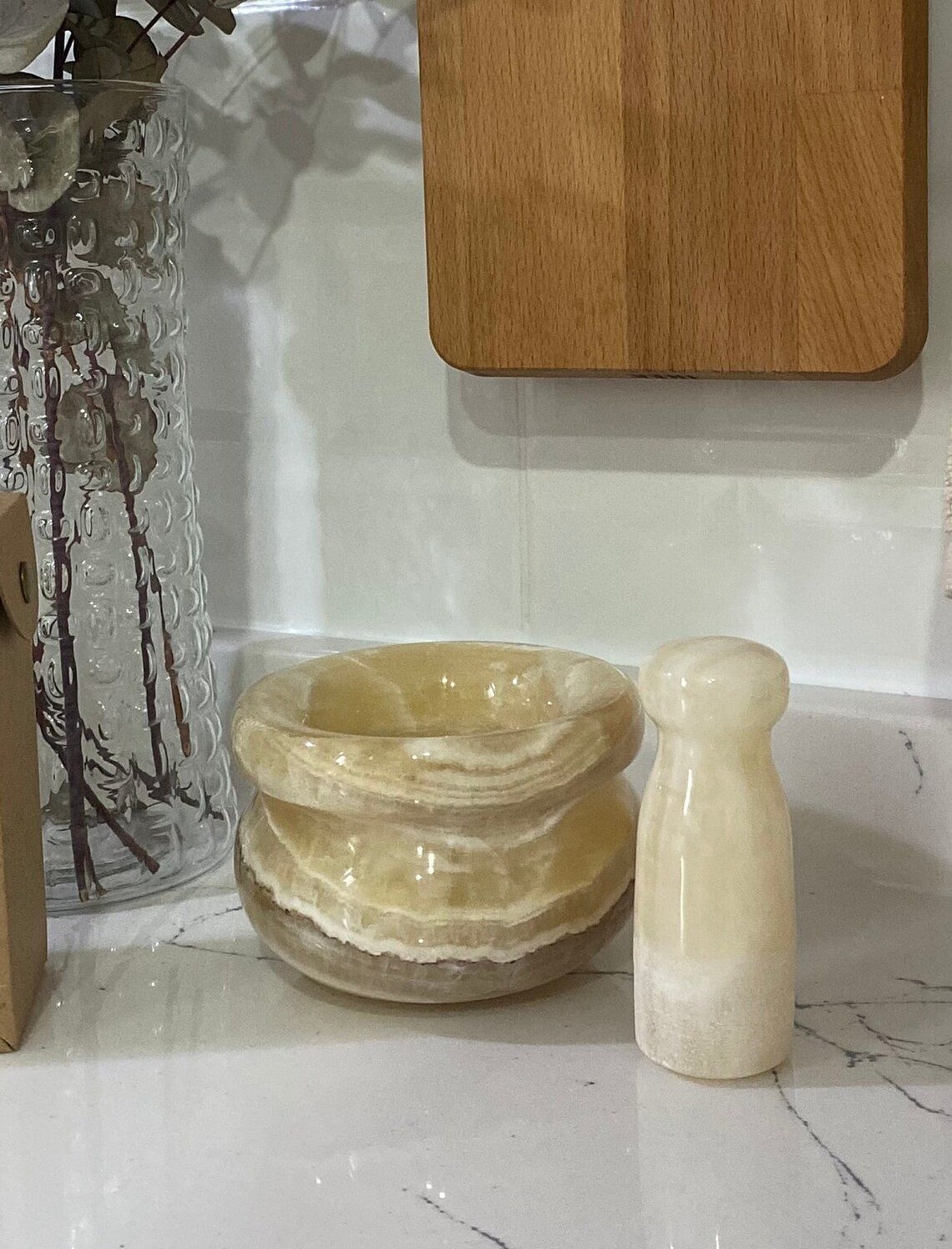 Handmade Onyx Marble Stone Mortar and Pestle, Kitchen, Dinner Table ...