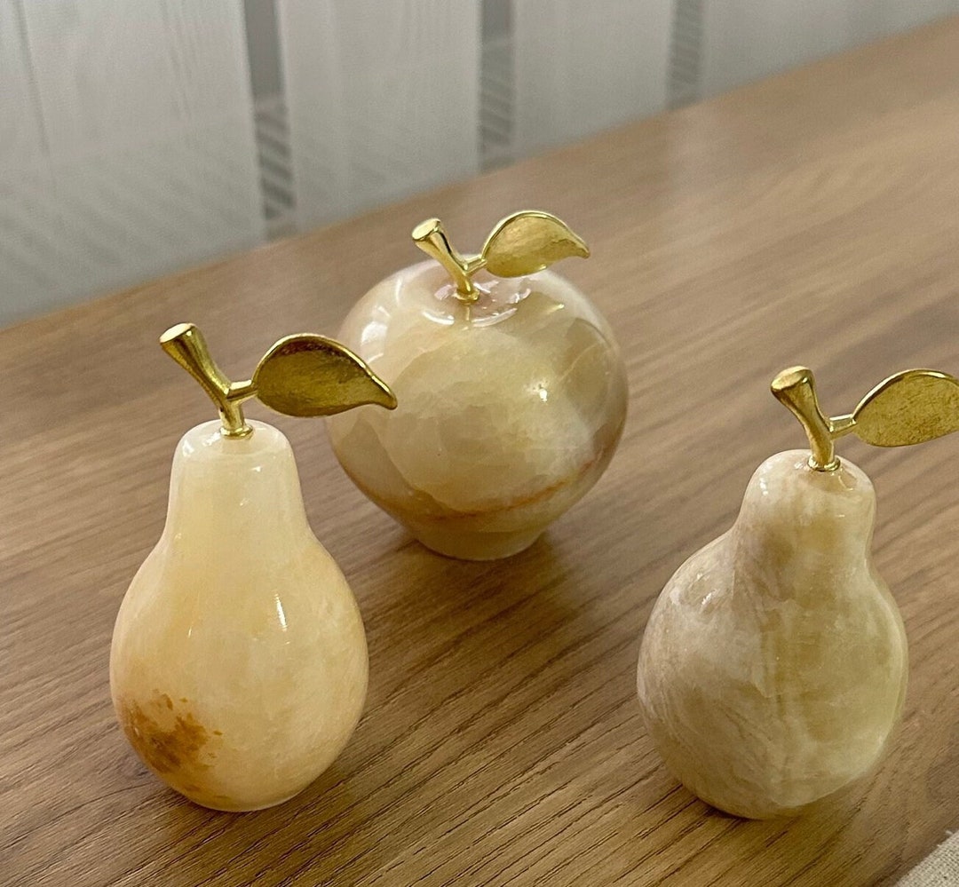 Onyx Marble Pear & Apple Set Decorative Marble Fruit Statues 3 Pcs - Etsy