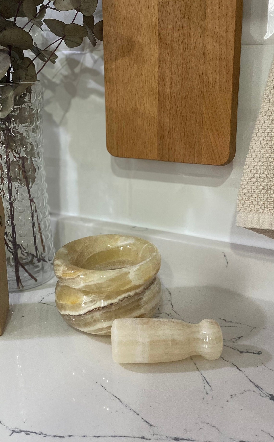 Handmade Onyx Marble Stone Mortar and Pestle, Kitchen, Dinner Table ...