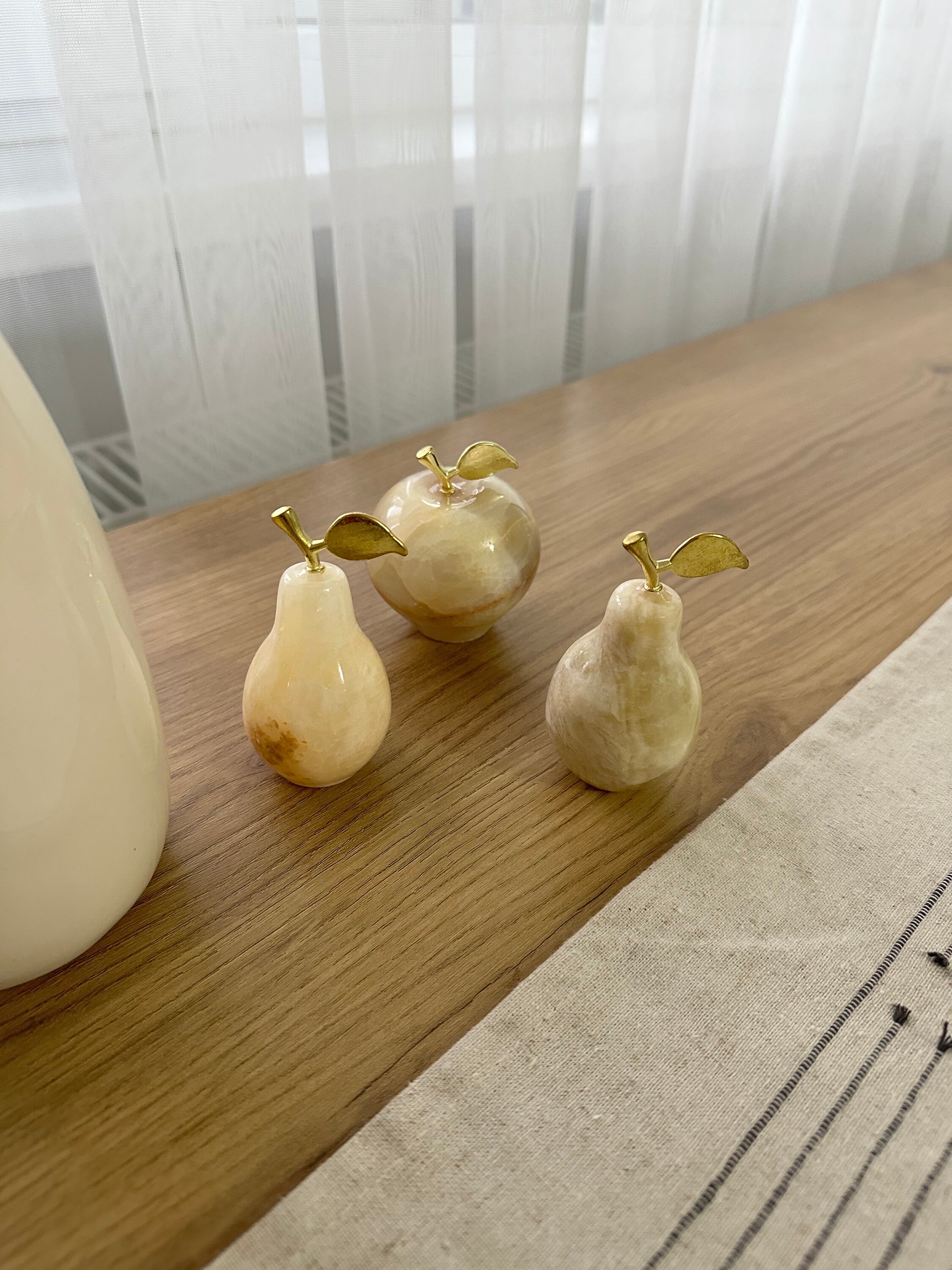 Onyx Marble Pear & Apple Set Decorative Marble Fruit Statues 3 Pcs - Etsy