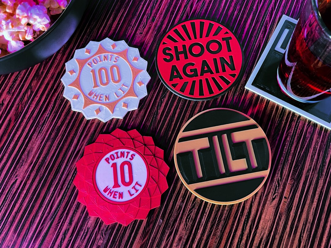 Pinball Coasters, Retro Arcade Game Drink Coaster 4 Piece Set - Etsy