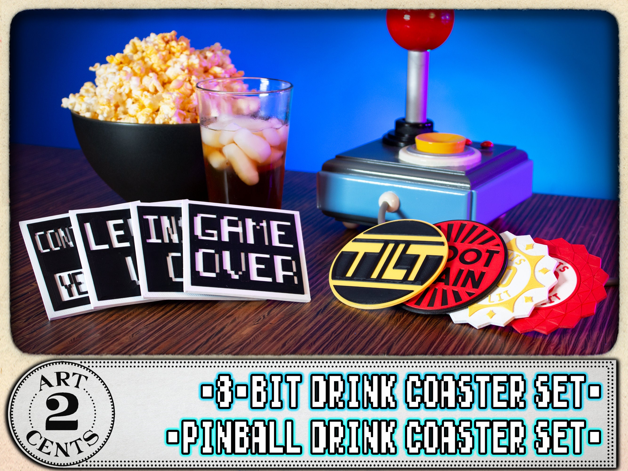 8-bit Arcade Retro Video Game Drink Coaster 4 Piece Set - Etsy