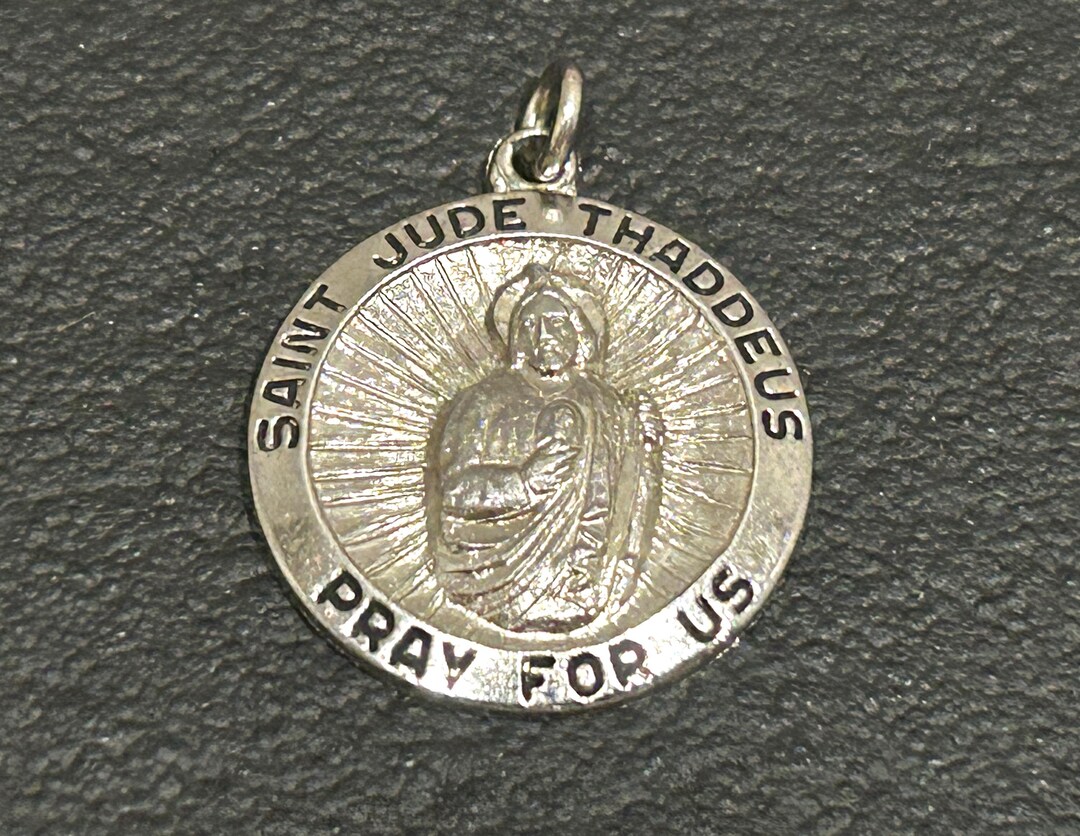 Vintage St Jude Medal: Silver Filled Patron Saint Pendant - Etsy