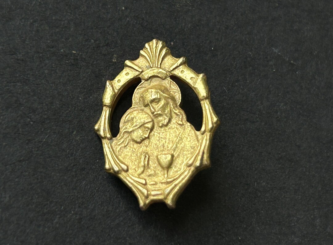 Antique First Communion Pin: Religious Brooch, First Holy Communion Pin ...