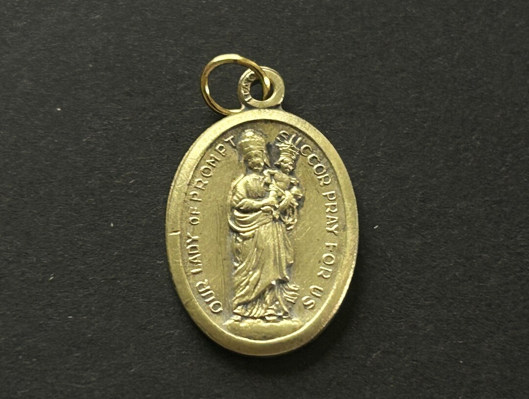 Vintage Brass Our Lady of Prompt Succor Medal: Sacred Heart Jesus - Etsy