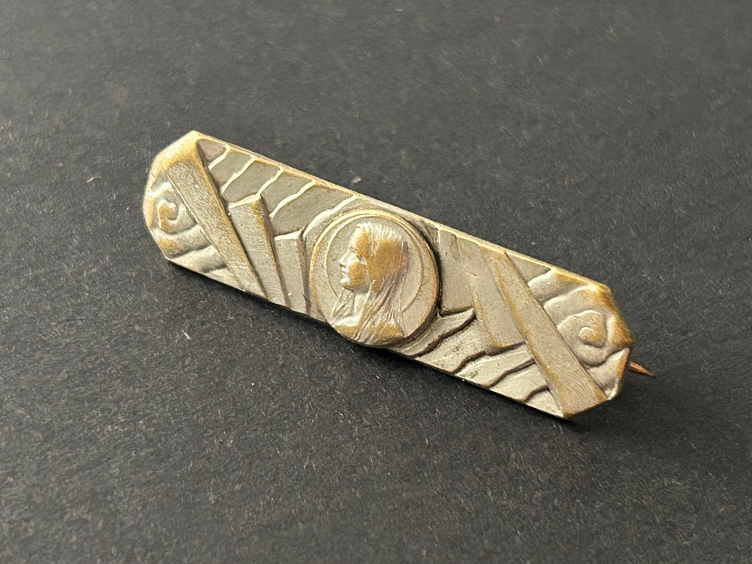 Antique Lourdes Religious Bar Brooch, Antique Virgin Mary Brooch ...