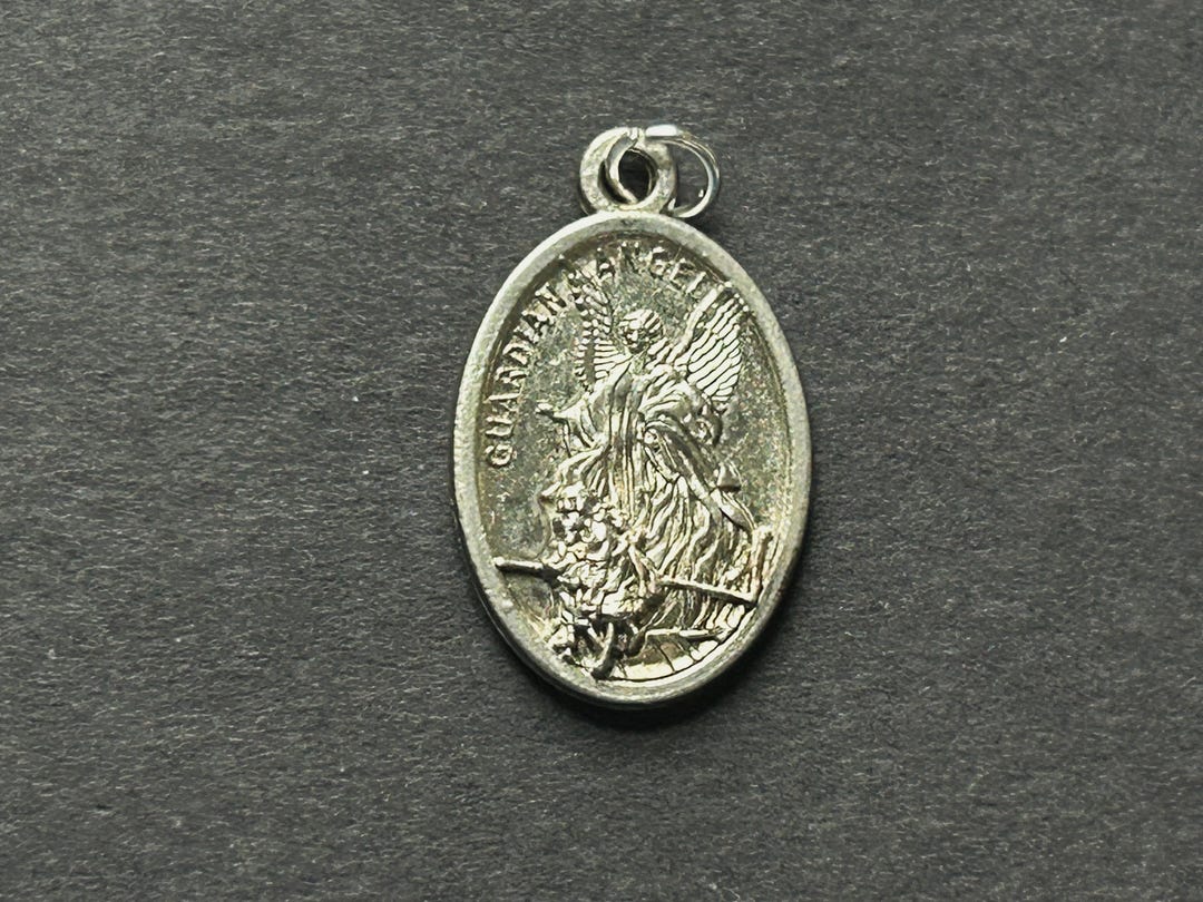 Vintage Guardian Angel Medal: Religious Protection Charm, St Michael on ...