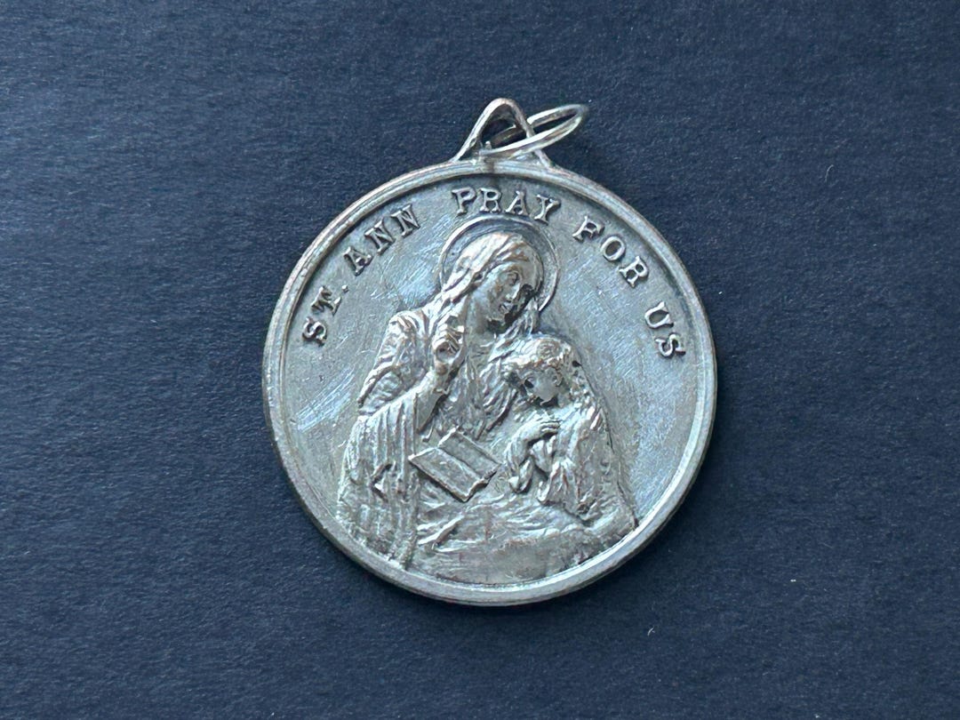 Large Antique St Ann Religious Medal/pendant, Religious Pendant ...