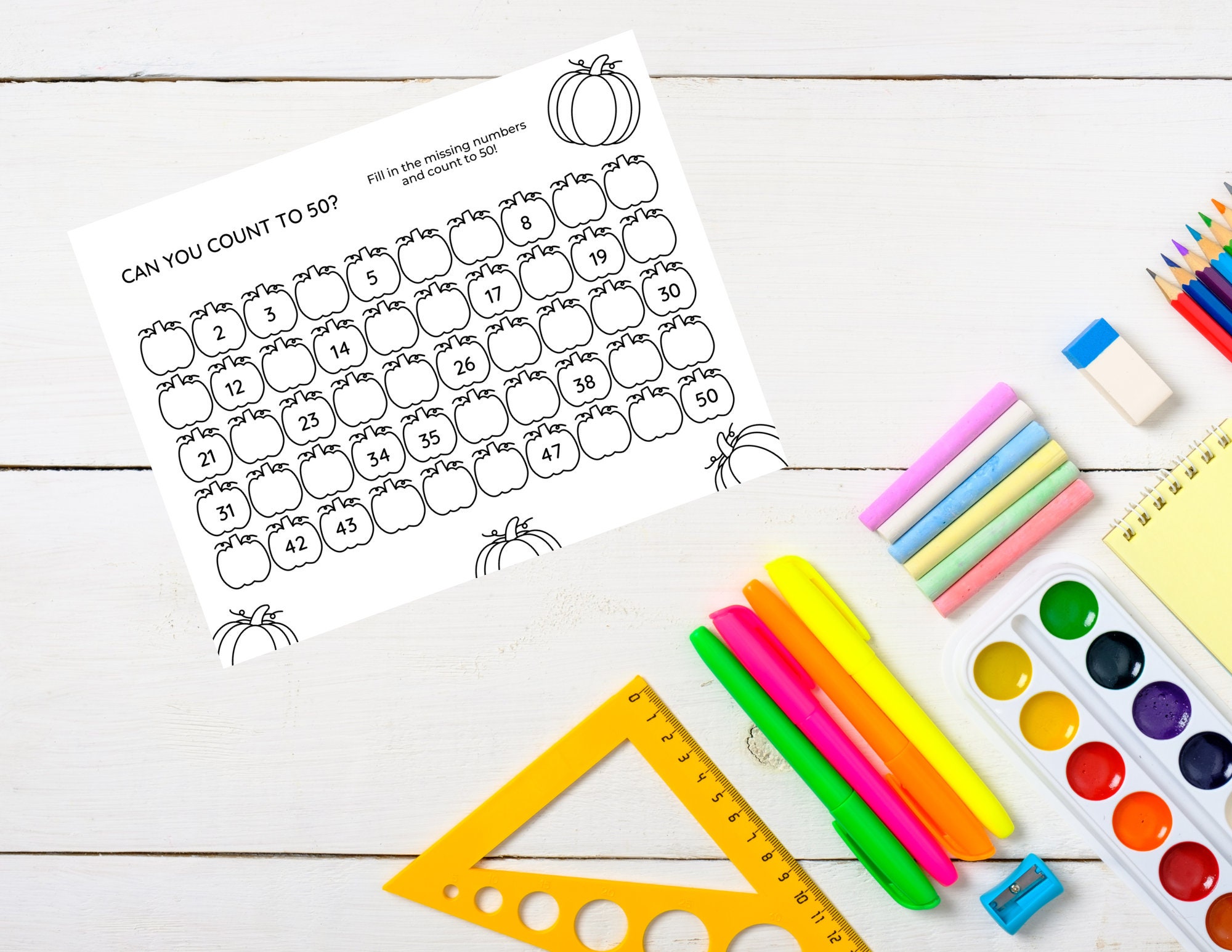 Actividad escolar imprimible de contar calabazas - Etsy España