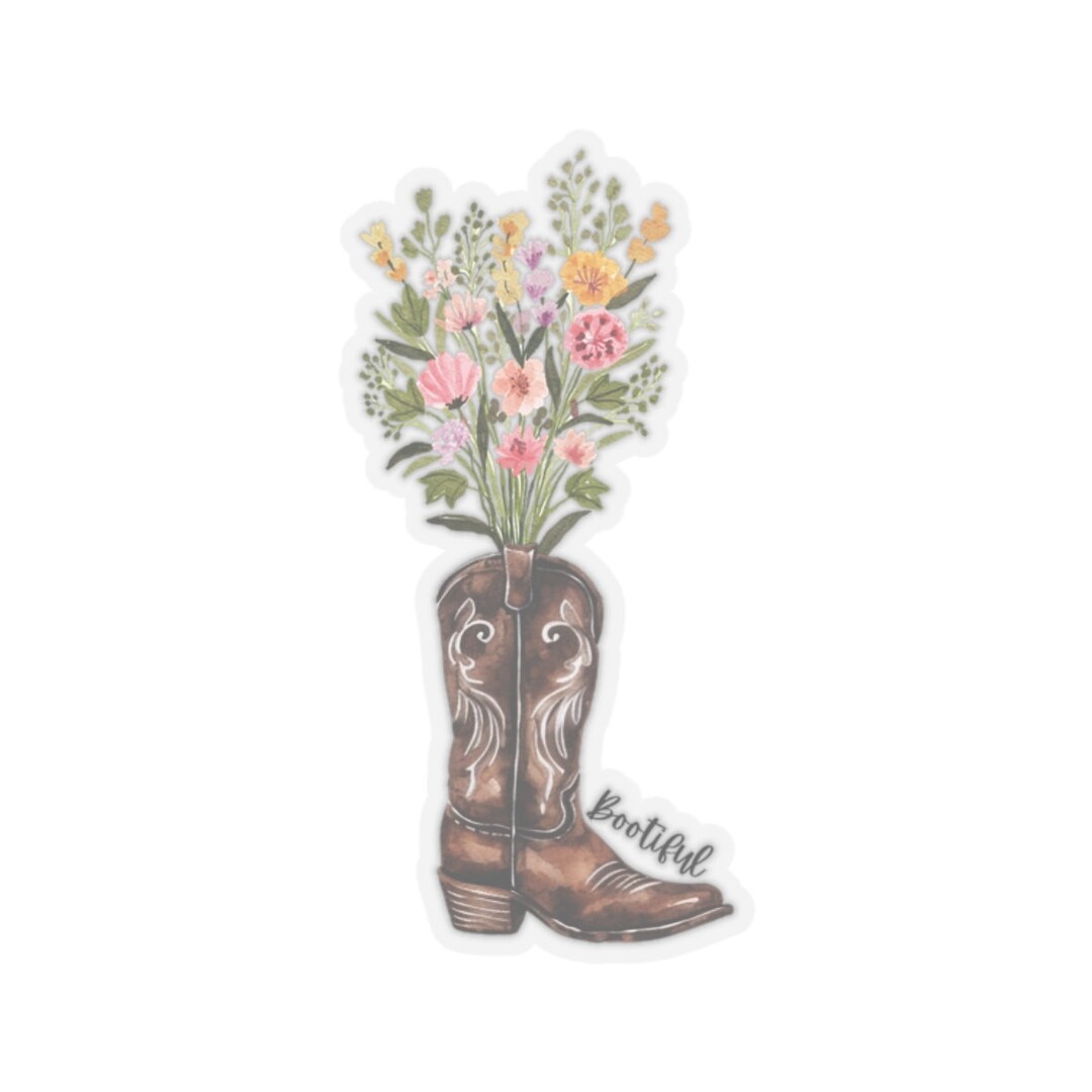 Bootiful Cowboy Boot Bouquet Kiss-cut Stickers - Etsy