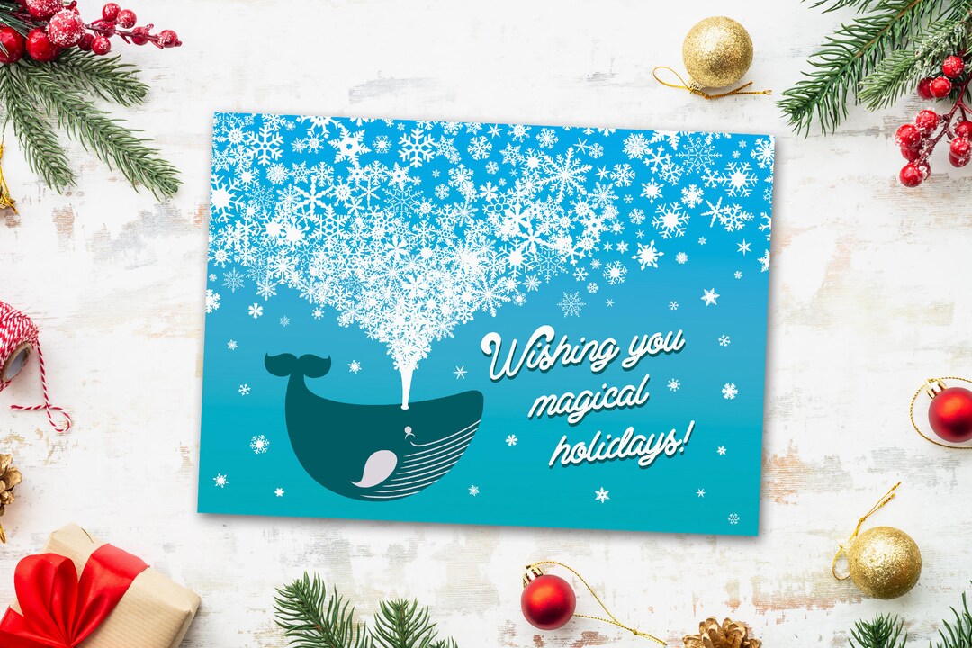 Magical Whale Holiday Card - Etsy