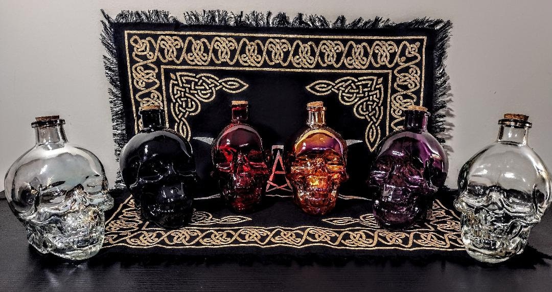 Skull Bottle, Skull Glass Bottle, Red Skull, Black Skull, Purple Skull ...