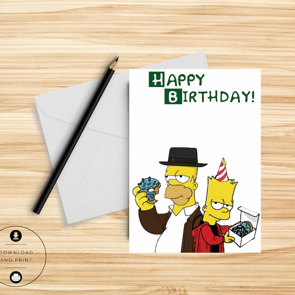Printable Birthday Card Simpsons - Etsy