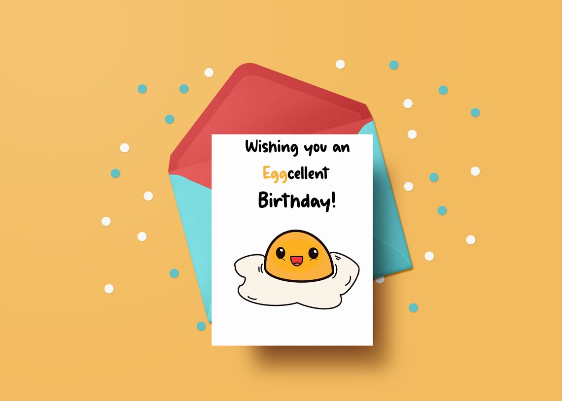 Egg Birthday Card Funny Egg Card Pun Card Eggcellent Birthday Card Card ...