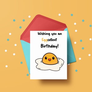 Egg Birthday Card Funny Egg Card Pun Card Eggcellent Birthday Card Card ...
