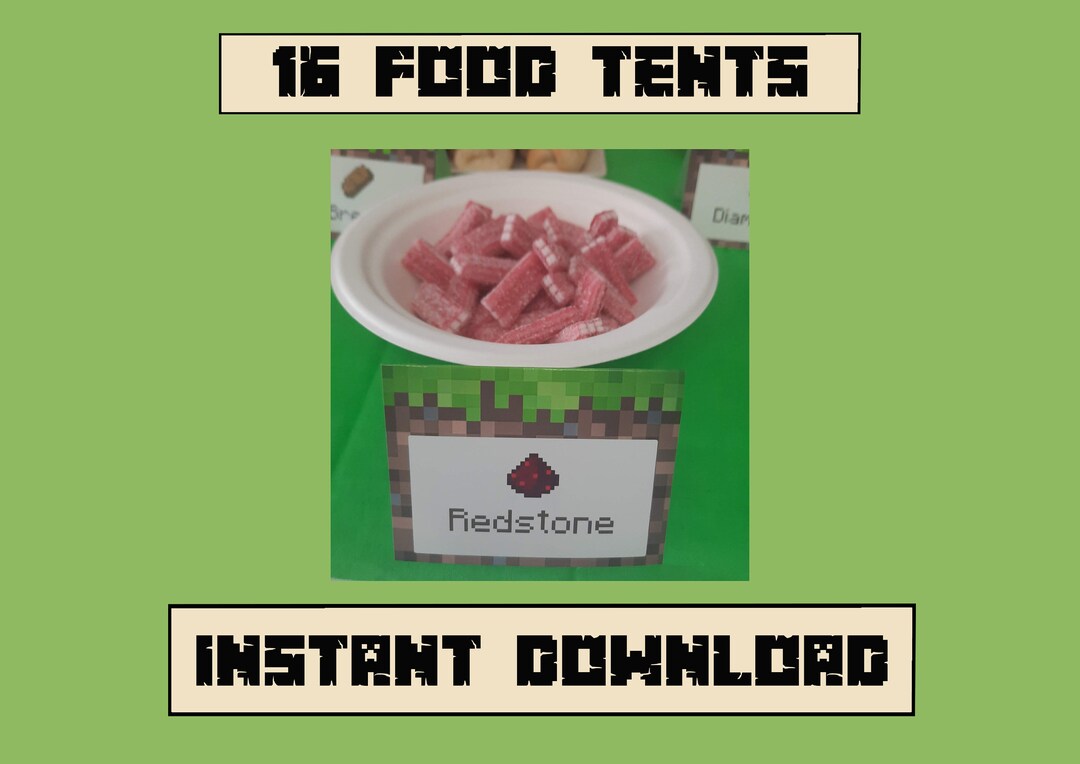 16 Food Tent Cards, Food Cards, Gamer Birthday, Video Game Party ...