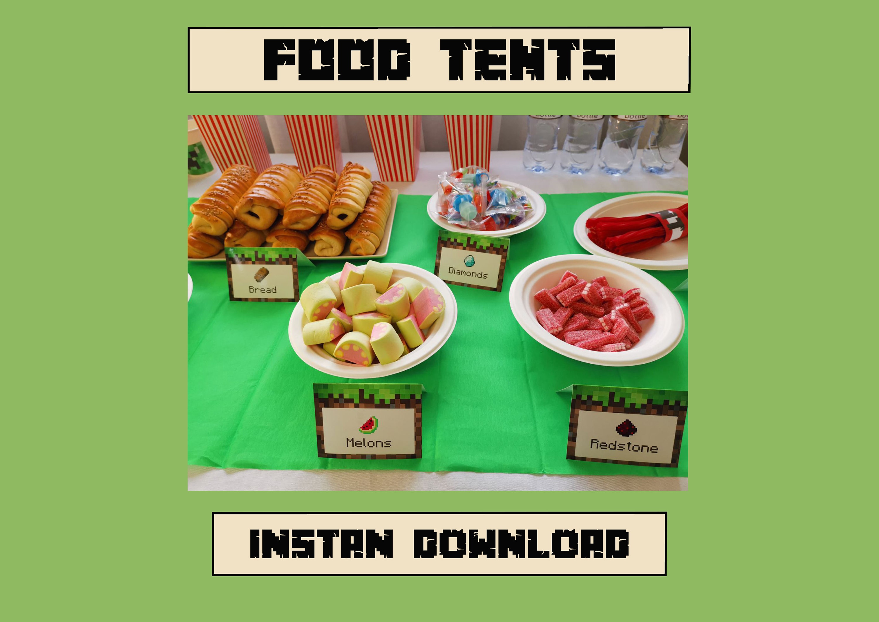 16 Food Tent Cards, Food Cards, Gamer Birthday, Video Game Party ...
