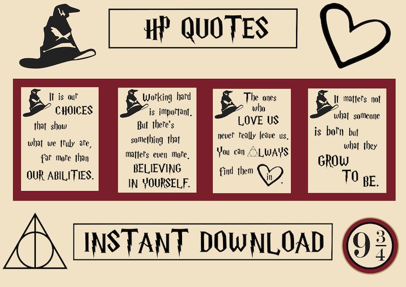 Potter Printable Quotes, DIY, Instant Download - Etsy