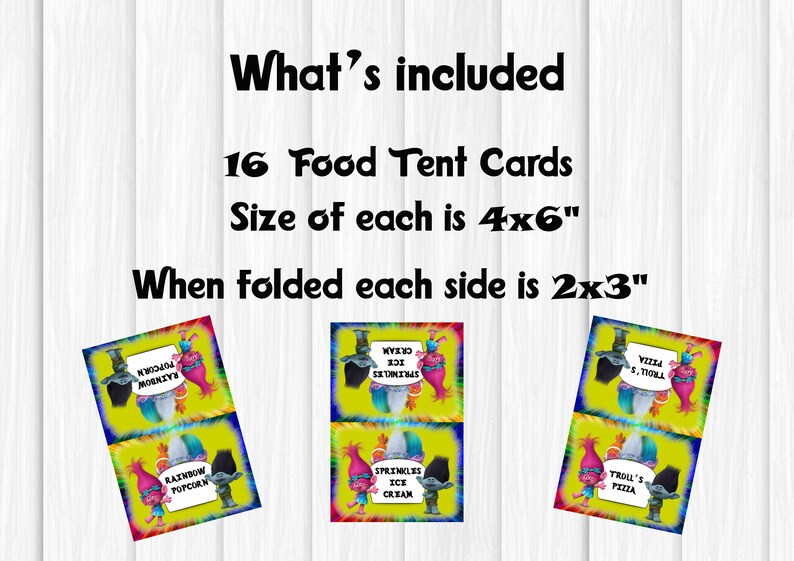 16 Trolls Food Tent Cards, Trolls Party Decor, DIY, Instant Download - Etsy