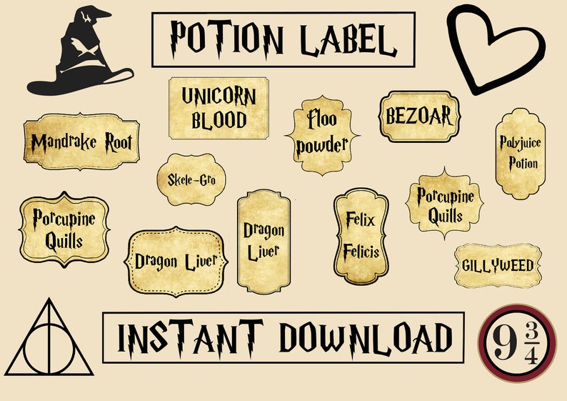 Wizard Potion Labels, DIY, Instant Download - Etsy
