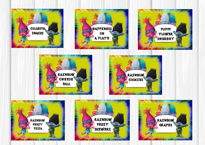 16 Trolls Food Tent Cards, Trolls Party Decor, DIY, Instant Download - Etsy