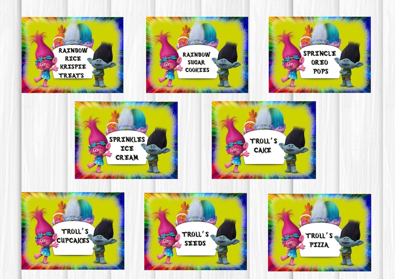 16 Trolls Food Tent Cards, Trolls Party Decor, DIY, Instant Download - Etsy