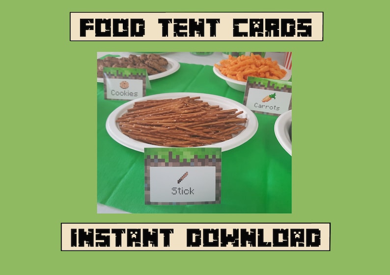 12 Food Tent Cards, Food Labels, Gamer Birthday, Video Game Party ...