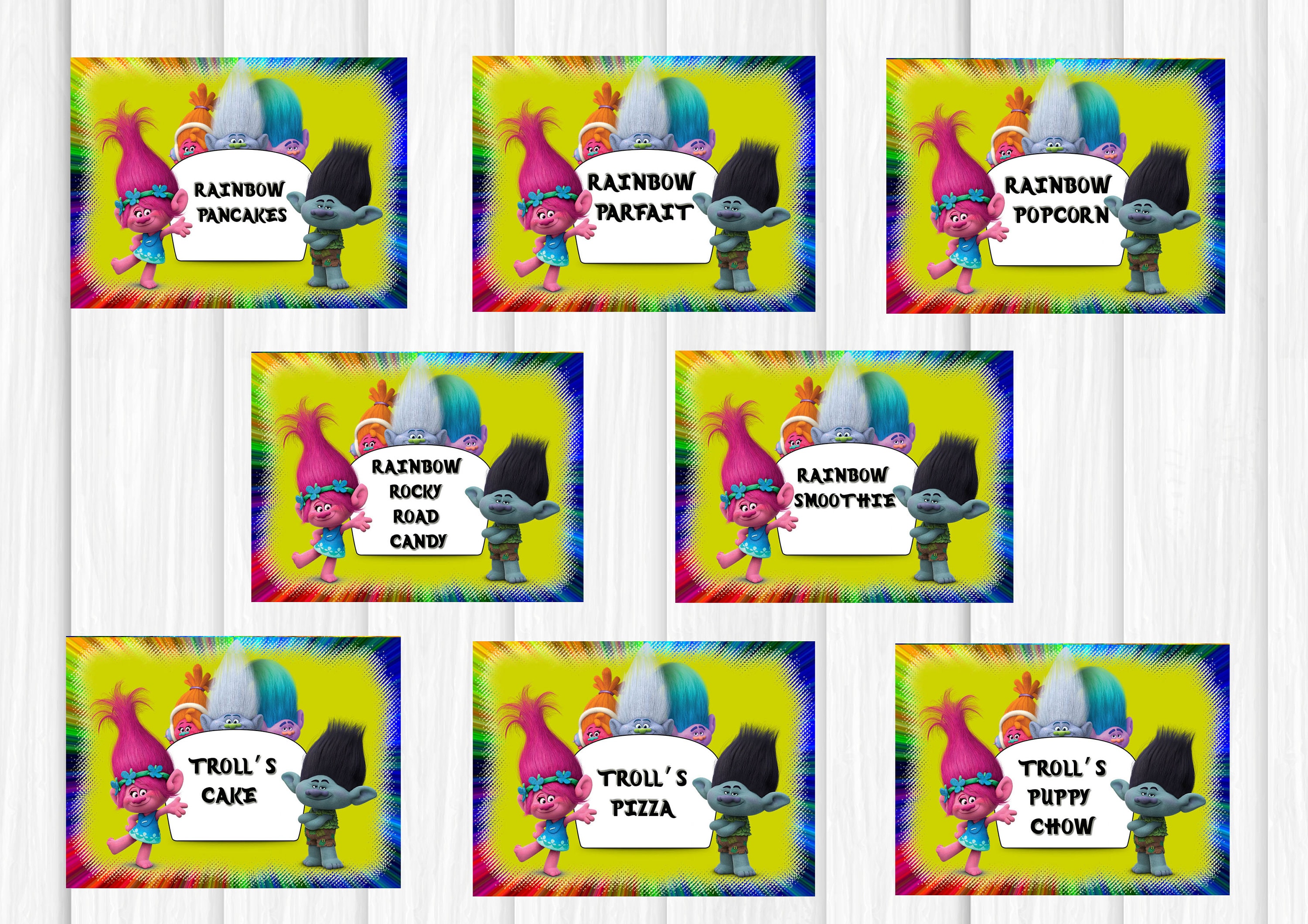 16 Trolls Food Tent Cards, Trolls Party Decor, DIY, Instant Download - Etsy