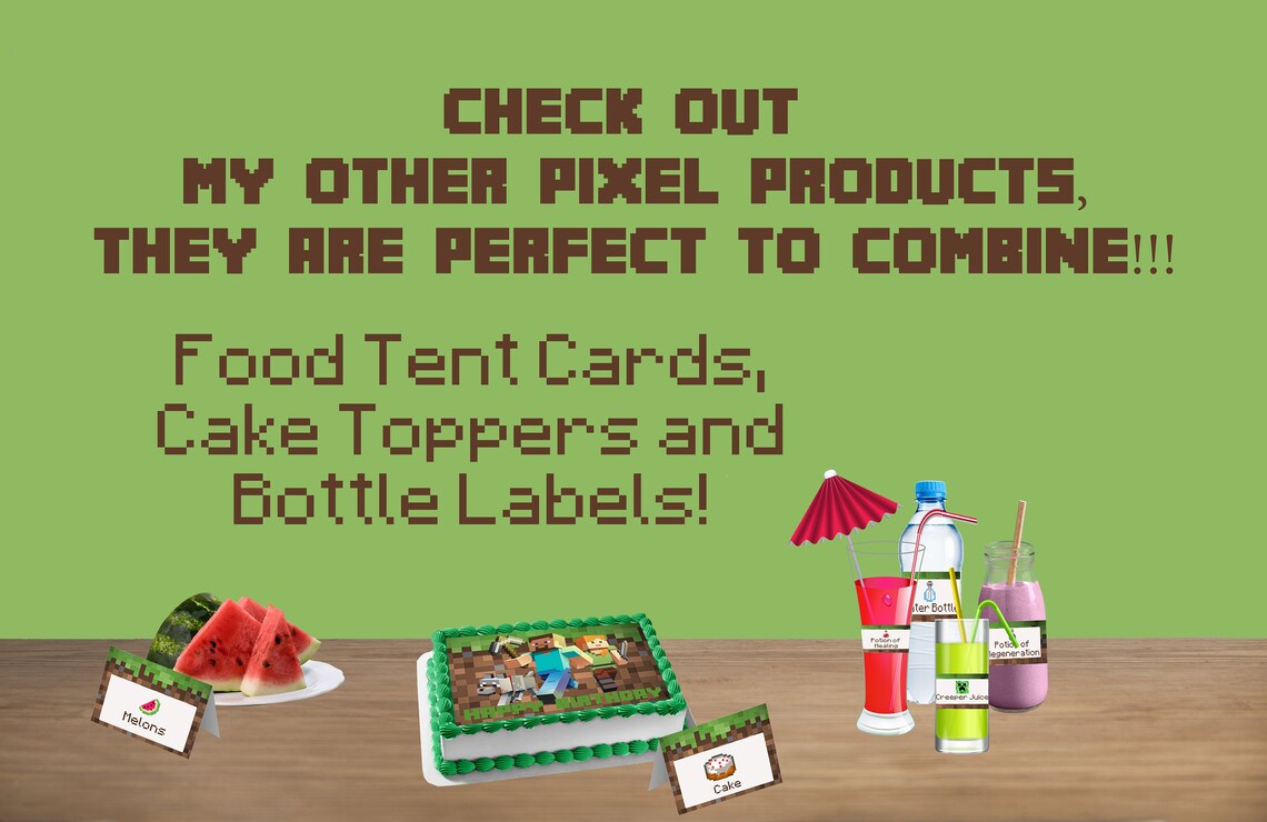 16 Food Tent Cards, Food Cards, Gamer Birthday, Video Game Party ...