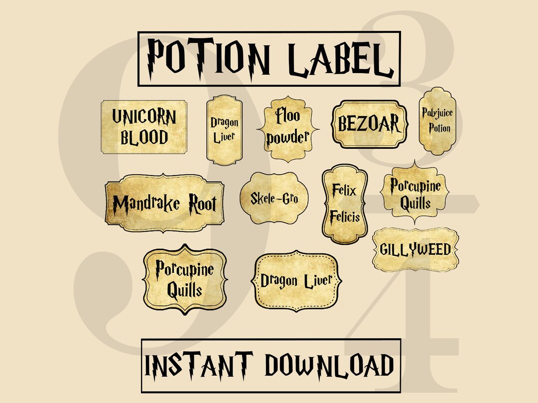 Wizard Potion Labels, DIY, Instant Download - Etsy