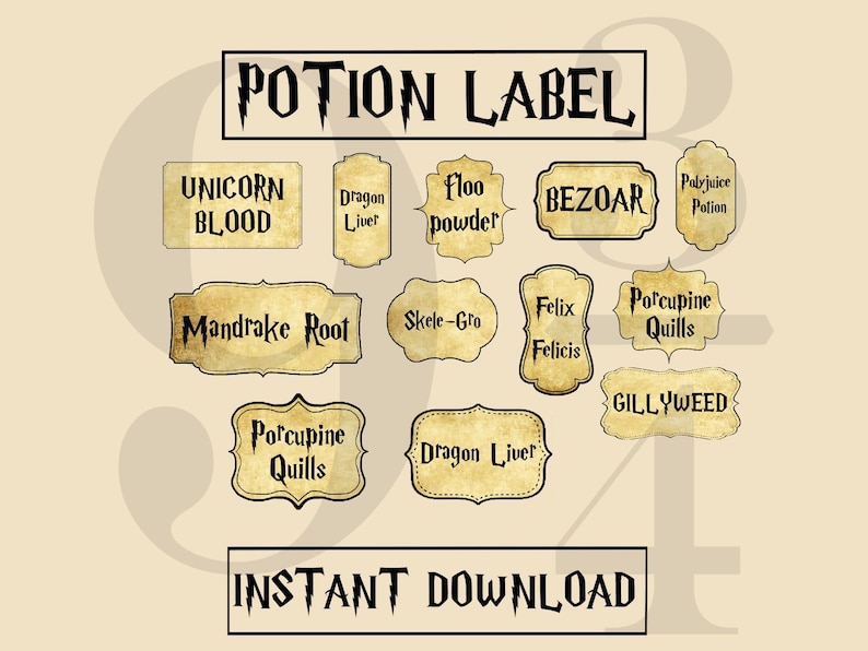 Wizard Potion Labels, DIY, Instant Download - Etsy
