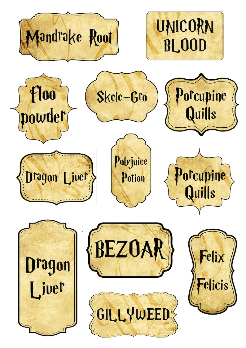 Wizard Potion Labels, DIY, Instant Download - Etsy